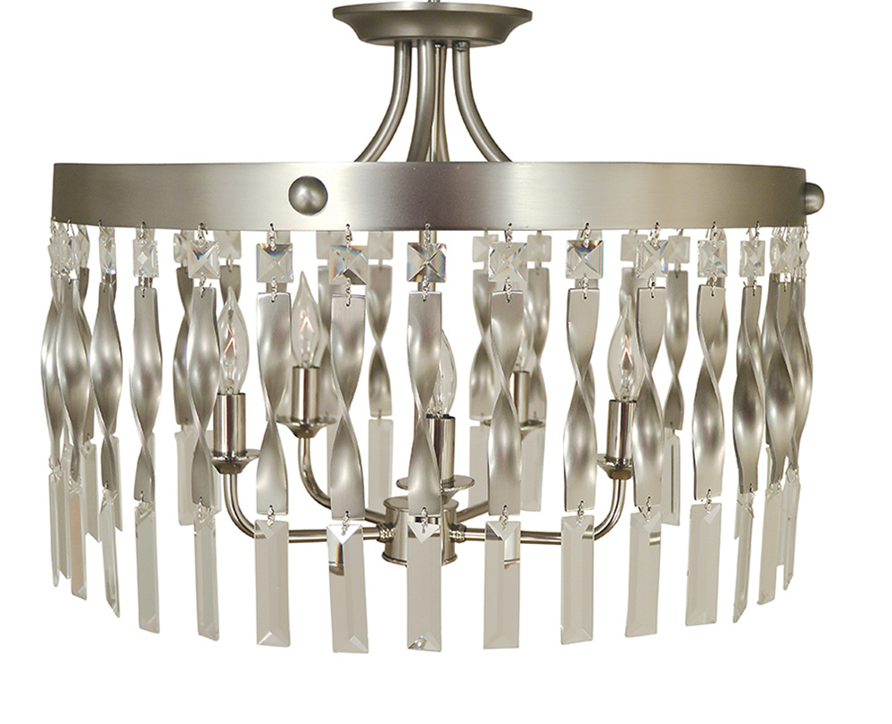 5-Light Satin Pewter/Polished Nickel Adele Semi Flush Chandelier ...