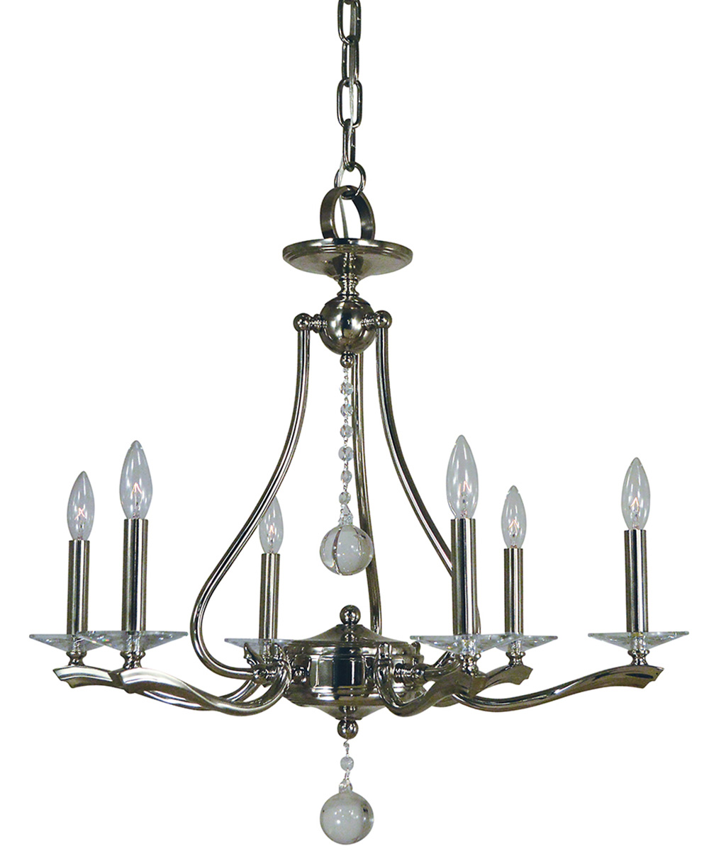 6-Light Polished Nickel Allena Chandelier - Framburg Lighting