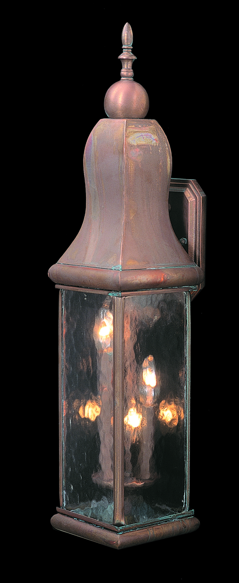 Traditional 3-Light Raw Copper Marquis Exterior Wall Mount