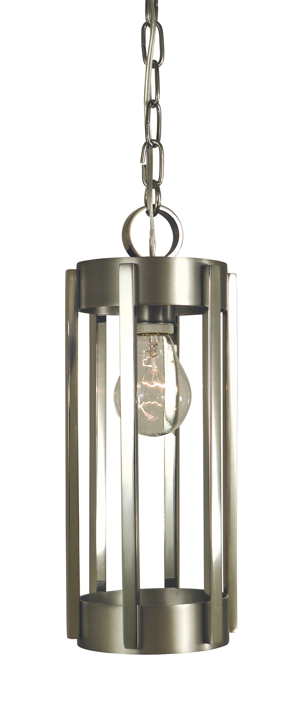 Architectural 1-Light Satin Pewter/Polished Nickel Pantheon Pendant