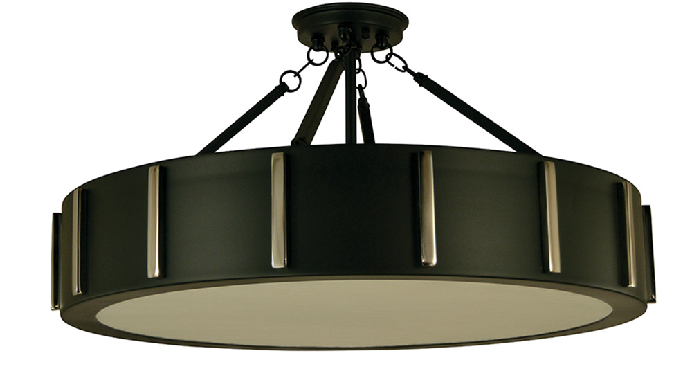 Architectural 4-Light 23" Matte Black/Polished Nickel Pantheon Flush Mount