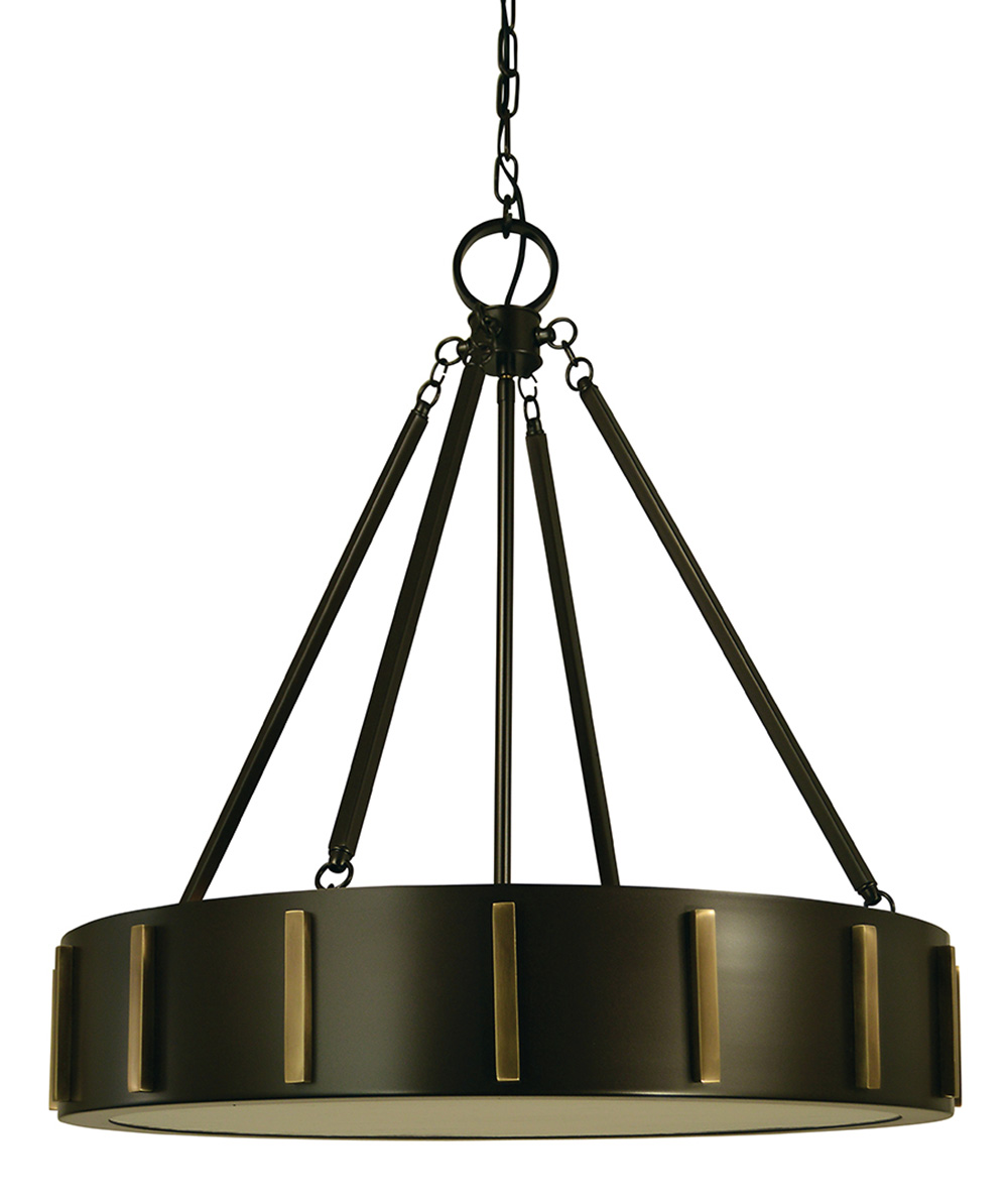 Architectural 4-Light 23" Mahogany Bronze/Antique Brass Pantheon Pendant