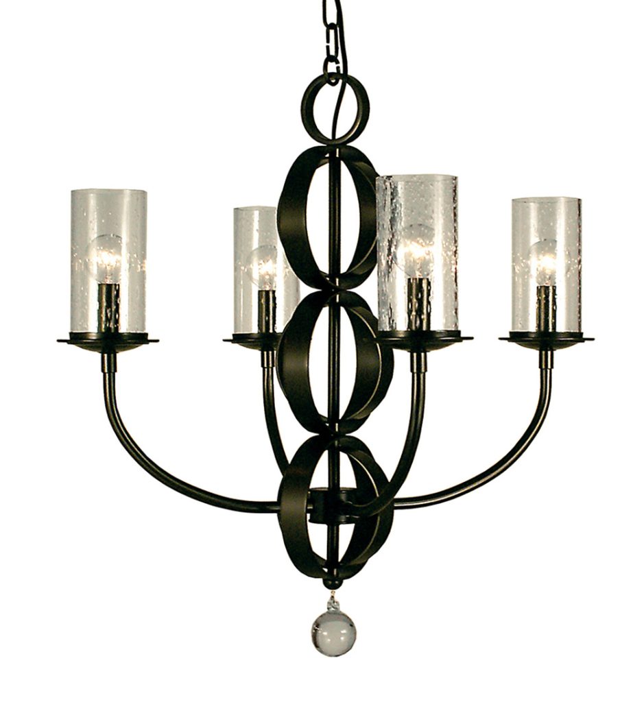 Nautical 4-Light Mahogany Bronze Compass Dining Chandelier