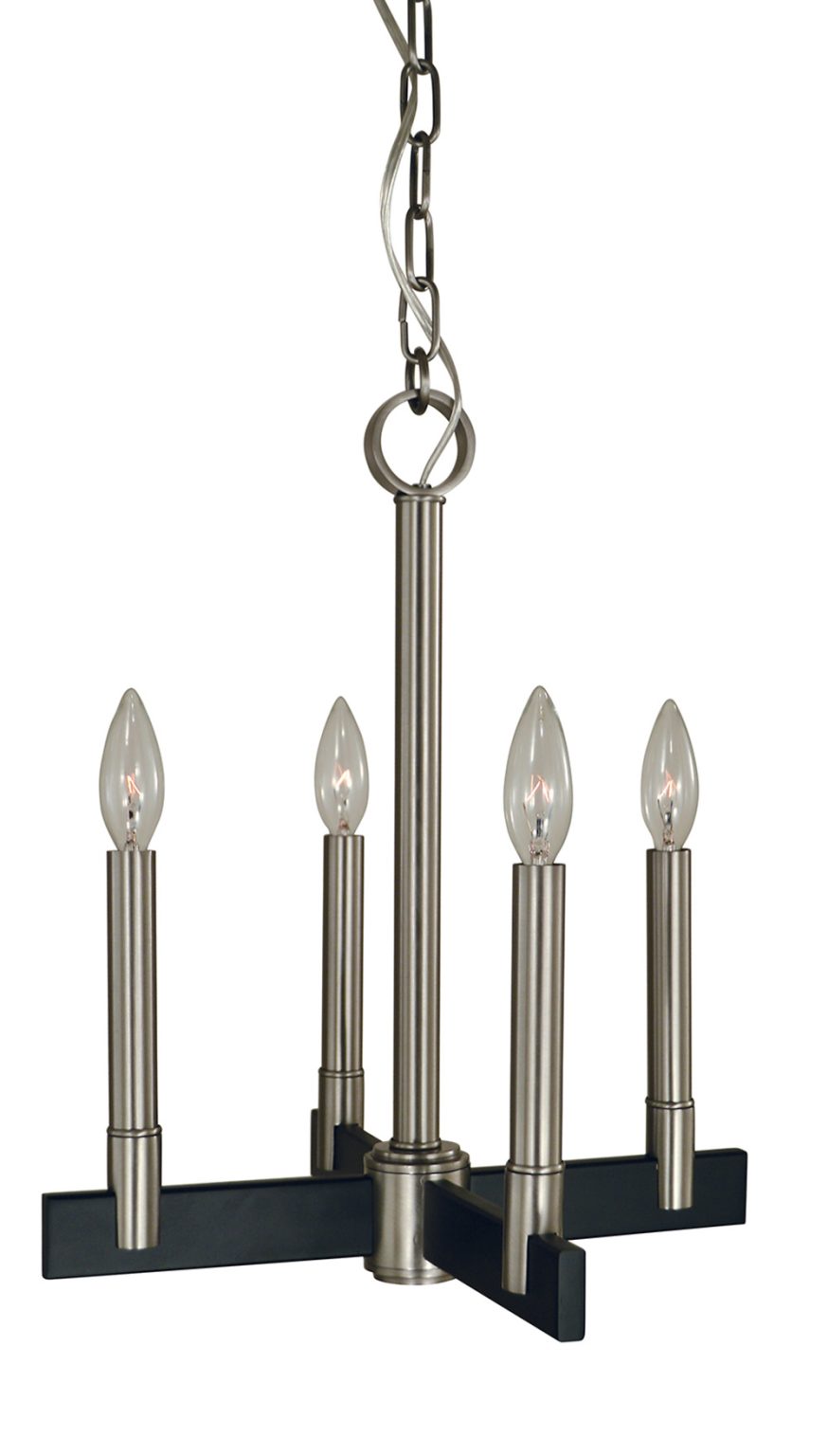 Modern 4-Light Brushed Nickel/Matte Black Jessica Dinette Chandelier