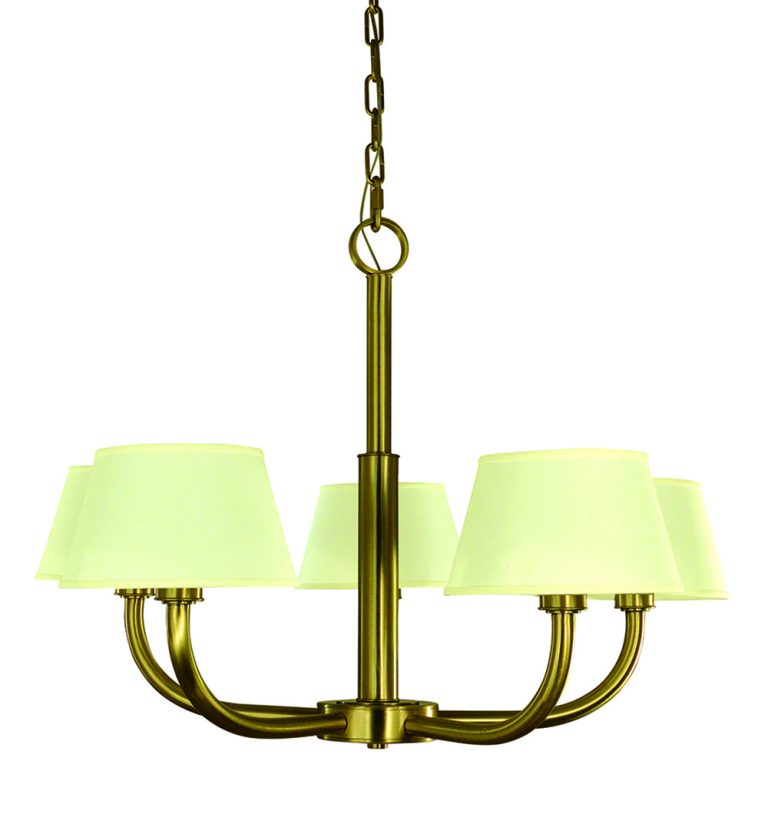 Mid-modern 5-Light Brushed Brass Emma Dining Chandelier